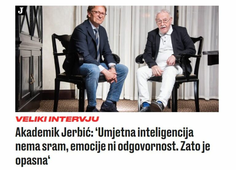 Akademik Bojan Jerbić za Jutarnji list o umjetnoj inteligenciji – HAZU